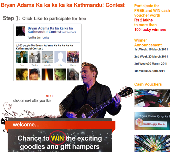 Bryan Adams Ka ka ka ka ka Kathmandu! Contest on Facebook [Play & Win]